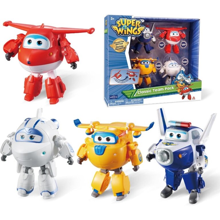 Super Wings Classic Team Pack, Mini World Aircraft Robot, and Dizzy and Jett Plush | TTPM